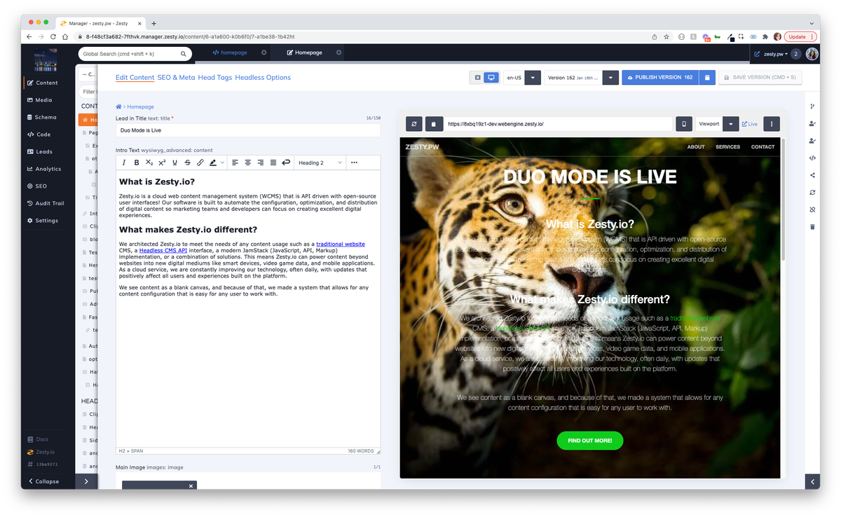 Zesty.io Releases New Duo Mode Feature for Content Authors